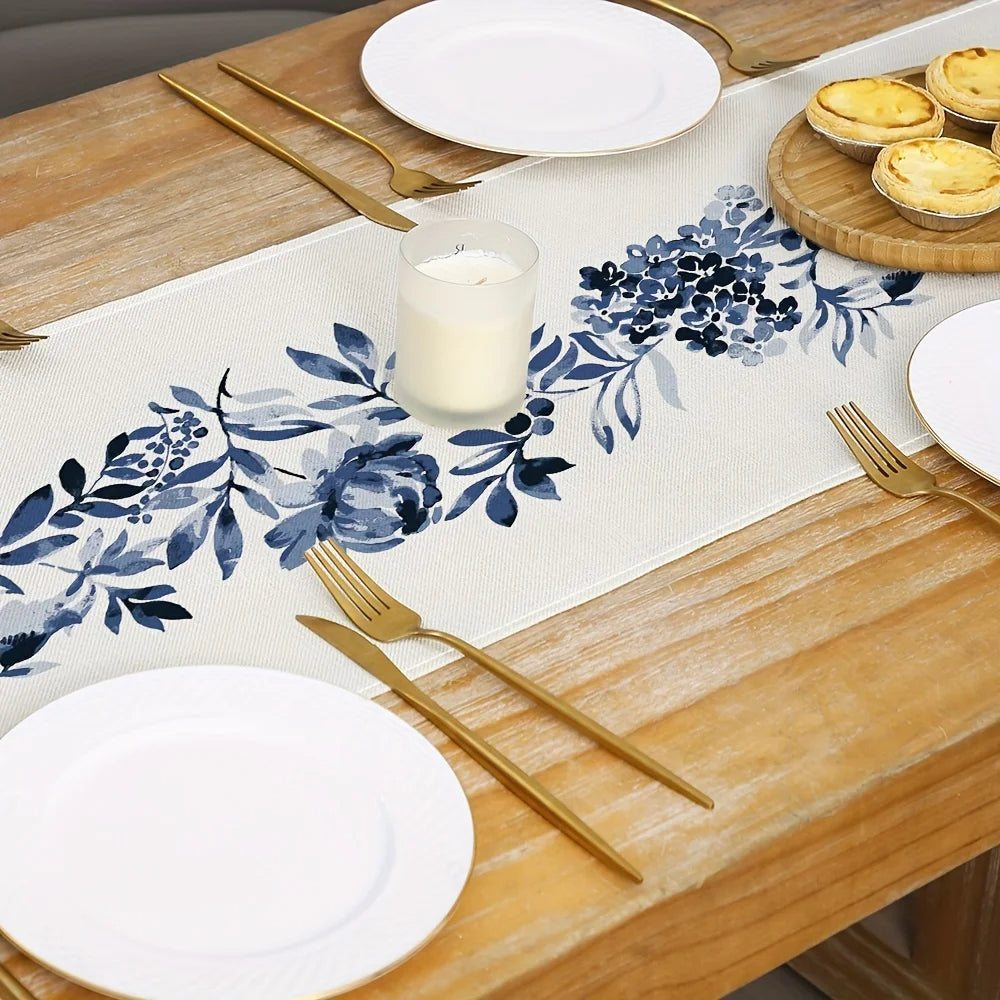 Chemin de Table en Lin avec Motif Floral – Les Nappes